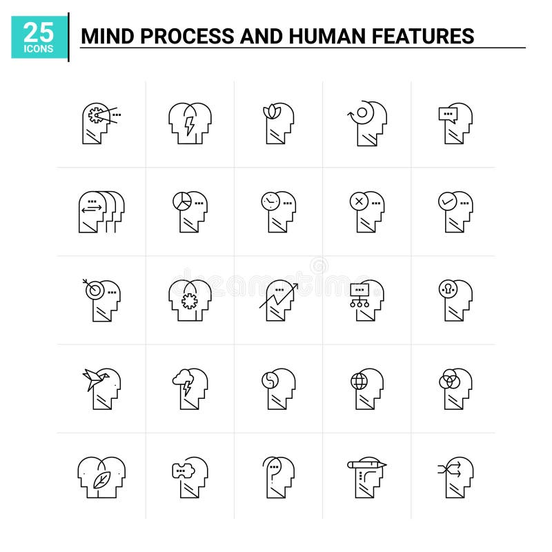 Human Features Futuro Line Icons Set Stock Vector - Illustration of ...