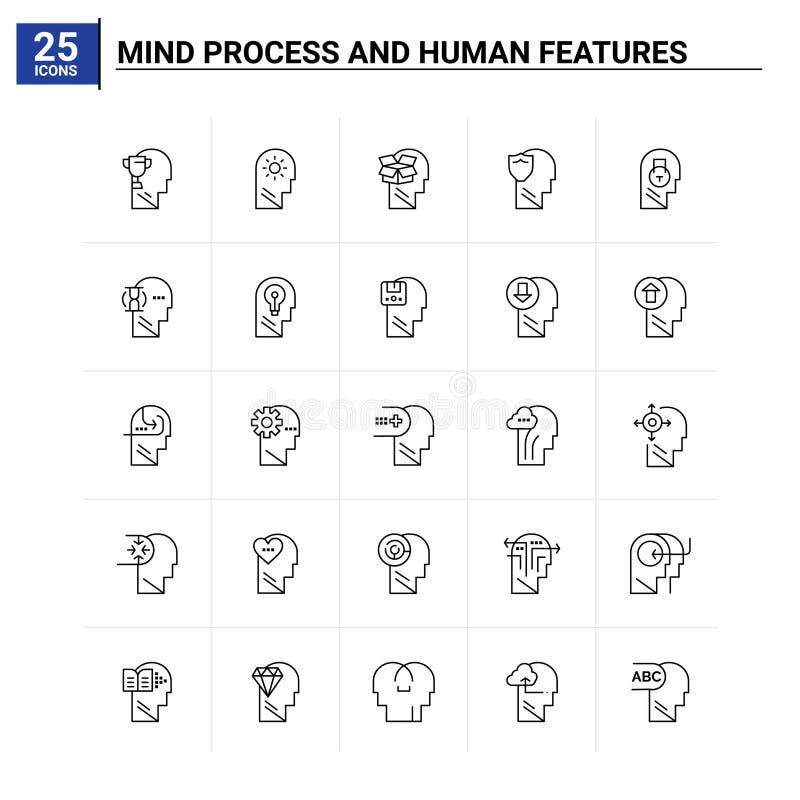 Human Features Futuro Line Icons Set Stock Vector - Illustration of ...