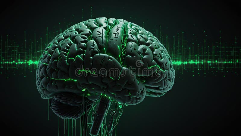 Mind Programming: an Abstract Visual of a Brain with Green Circuitry ...