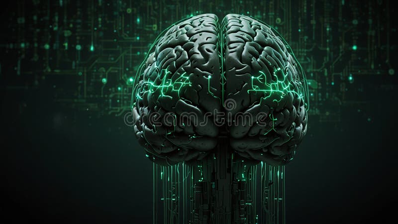 Mind Programming: an Abstract Visual of a Brain with Green Circuitry ...