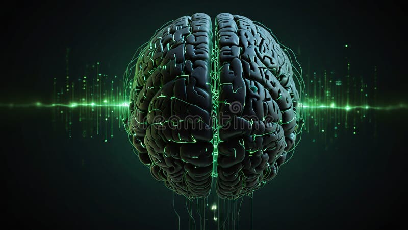Mind Programming: an Abstract Visual of a Brain with Green Circuitry ...