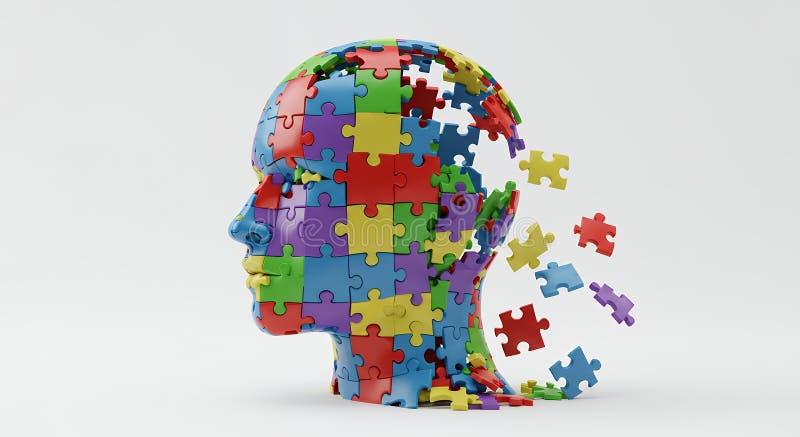 Mind Puzzle: Unlocking the Brain, Colorful Puzzle Head, Autism ...
