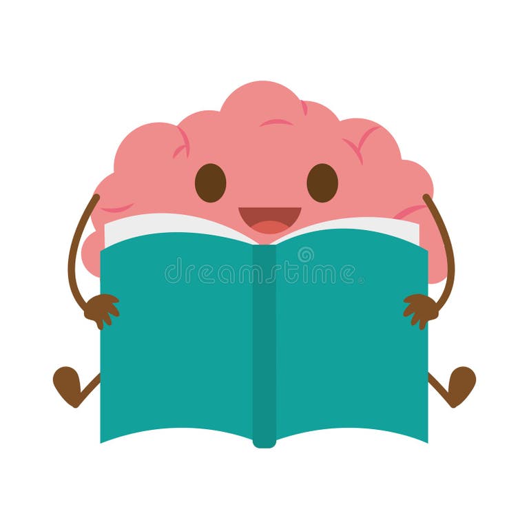 Mind Reading Brain with Open Book Reading Stock Vector - Illustration ...