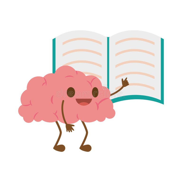 Mind Reading Happy Brain with Book Stock Vector - Illustration of ...