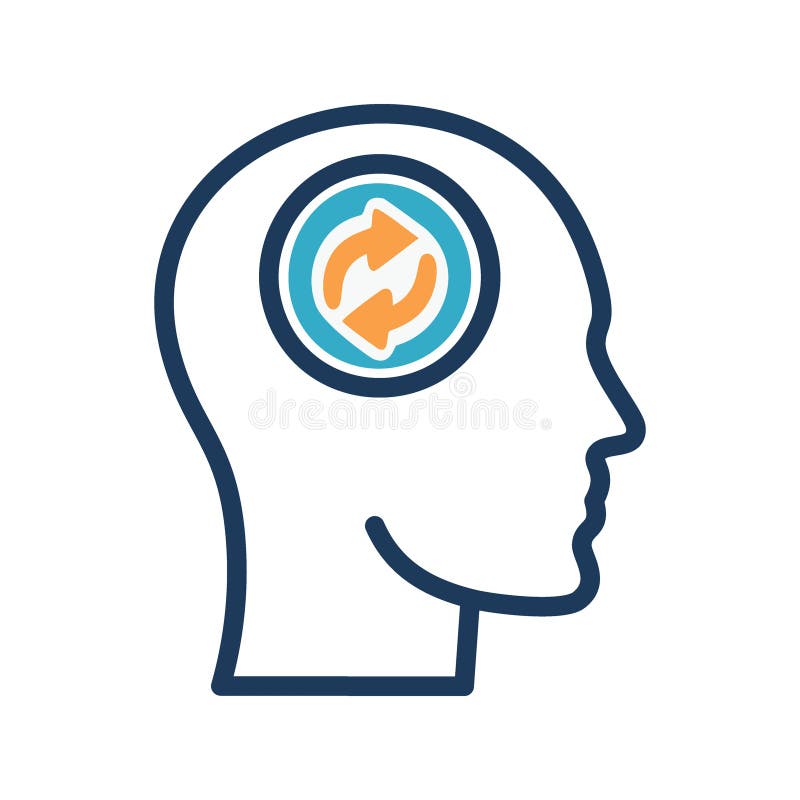 Mind Renewal Icon. Head with Arrows Symbolizing Cyclical Thinking ...