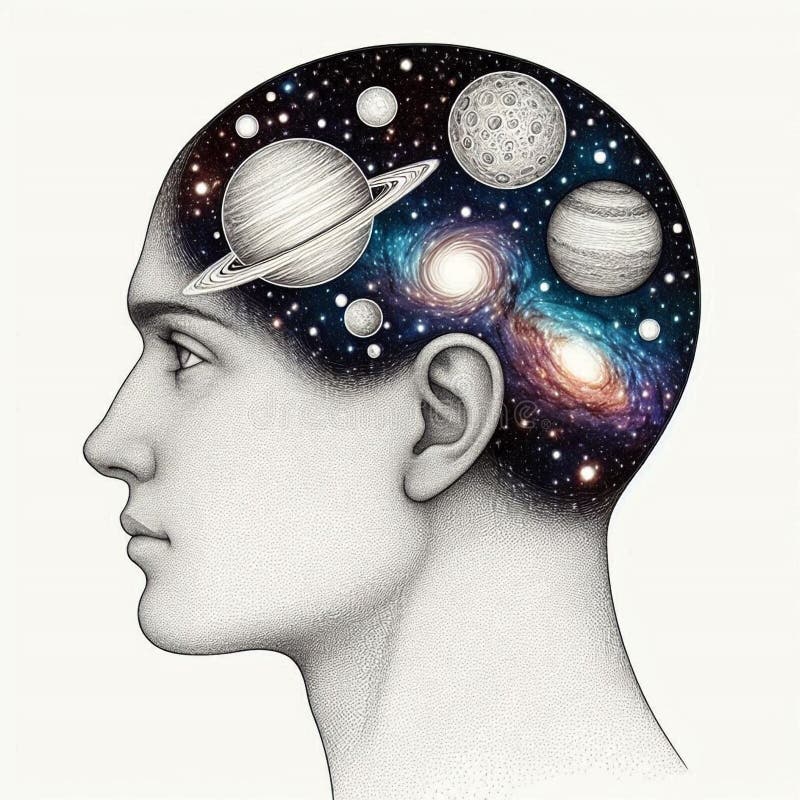Mind of Space: a Galactic Introspection Stock Illustration ...
