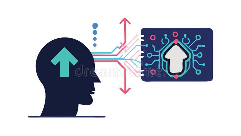 Mind Upload Data Transfer Concept, Vector Design Generative AI Stock ...