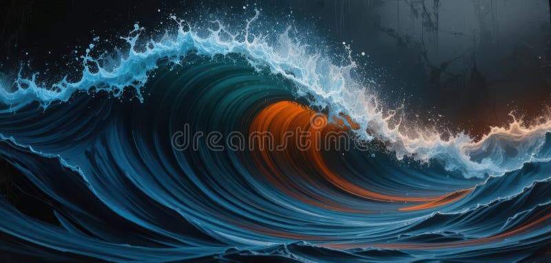 Mind Warp Dynamic Dark Blue Orange Red Distorted Waves, Abstract Black ...