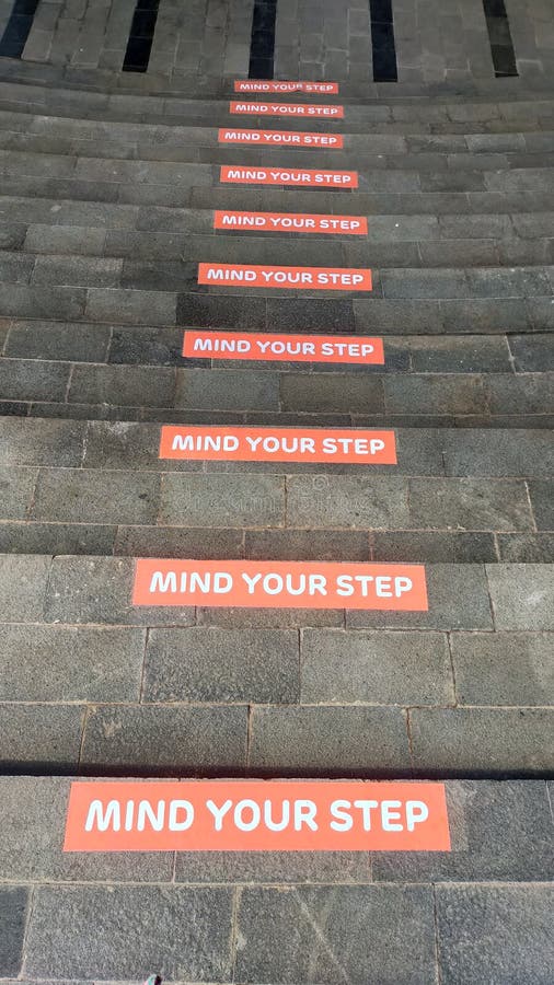 Mind Your Step Sign on the Stairs Stock Photo - Image of signs, step ...