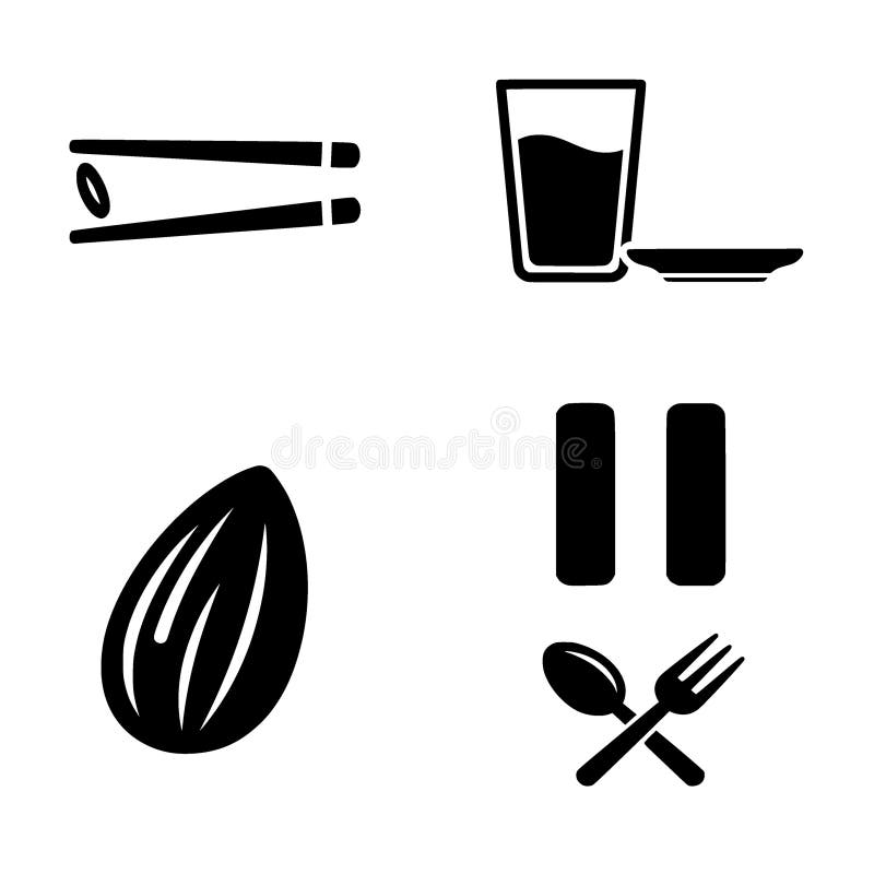 Mindful Consumption Tools & Eating Process Icons Stock Image ...