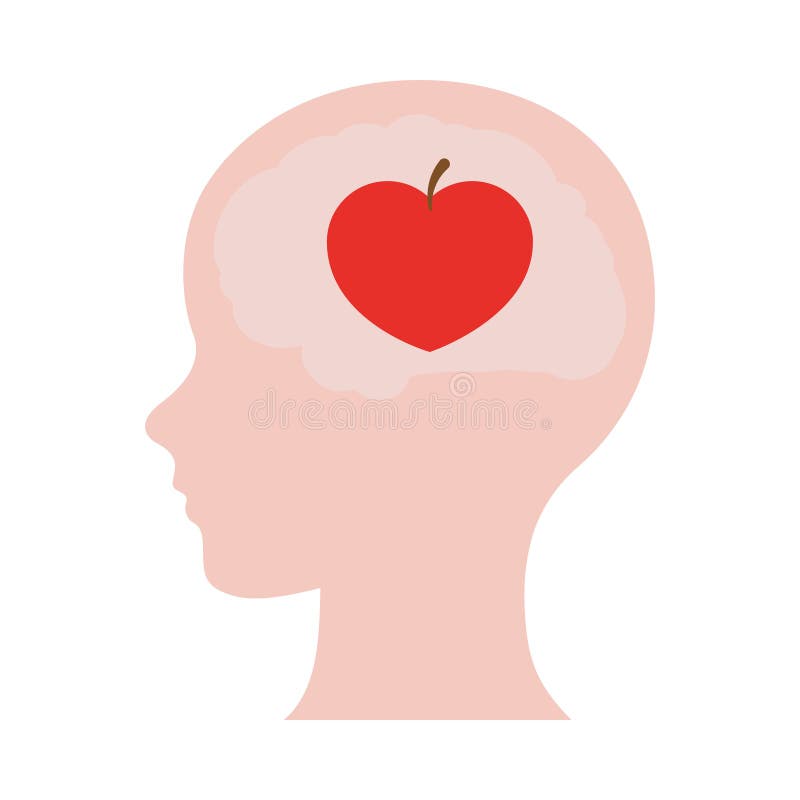 Mindful Eating Brain with Apple Stock Vector - Illustration of icon ...