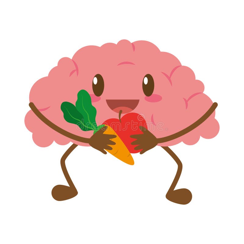 Mindful Eating Brain with Vegetables Icon Stock Vector - Illustration ...