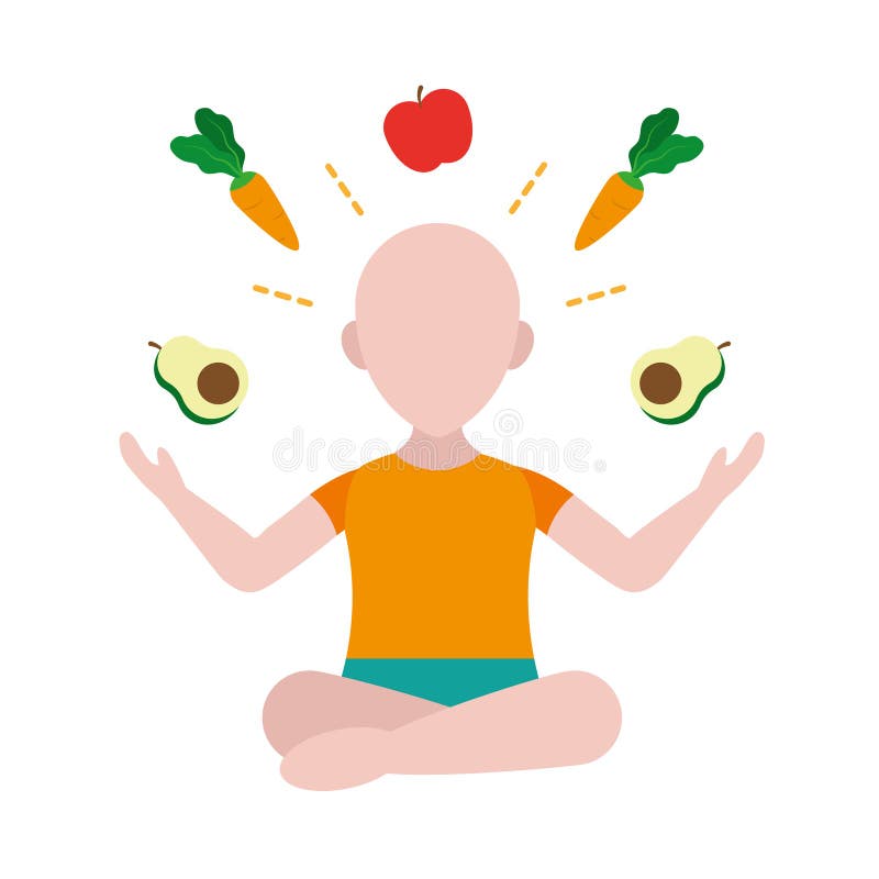 Mindful Eating Person with Food Stock Vector - Illustration of ...