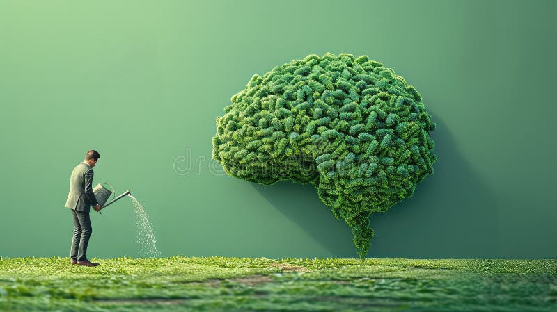 Mindful Growth: Nurturing the Brain-Shaped Plant Stock Photo - Image of ...