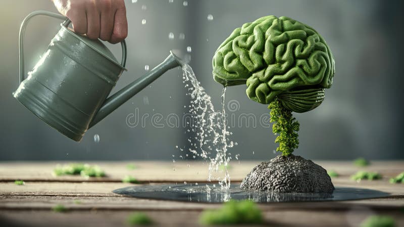 Mindful Growth: Nurturing the Brain-Shaped Plant Stock Photo - Image of ...