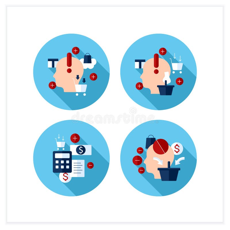 Mindful Spendings Flat Icons Set Stock Vector - Illustration of ...