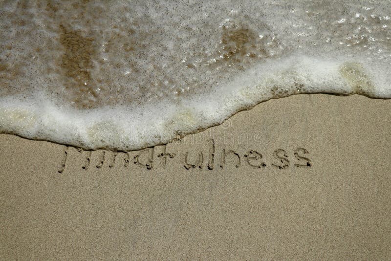 Mindfulness Concept, Mindful Living, Text Written on the Sand of Beach ...