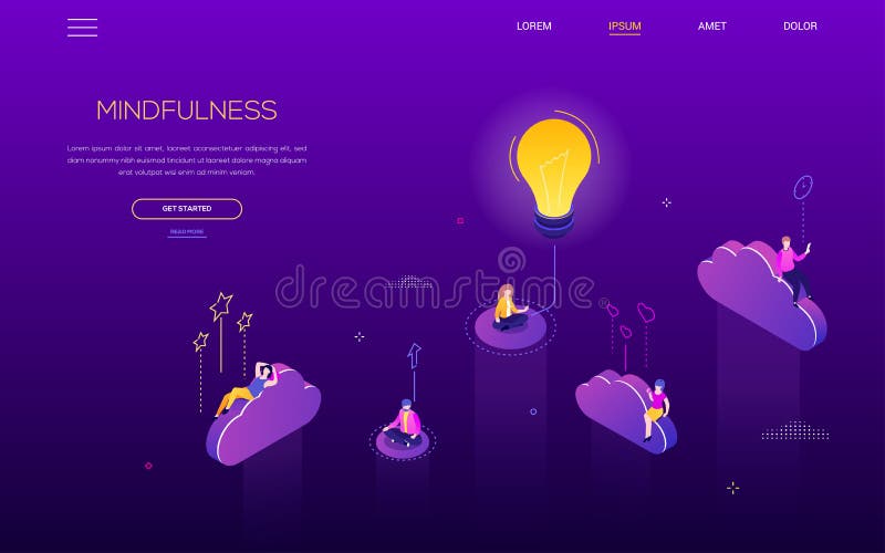 Mindfulness Concept - Modern Isometric Vector Web Banner Stock Vector ... Mindfulness Concept - Modern Isometric Vector Web Banner Stock Vector ...