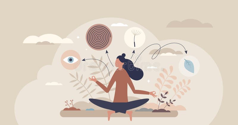 Mindfulness is Depicted through Meditation, Nature, and Calm Symbols ...