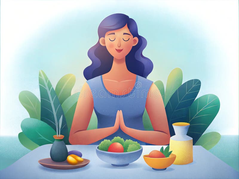 Mindfulness eating stock illustration. Illustration of homemade - 344809787