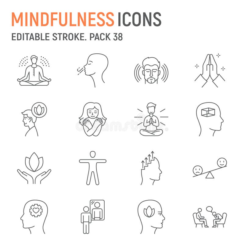 Mindfulness line icon set stock vector. Illustration of body - 292706507