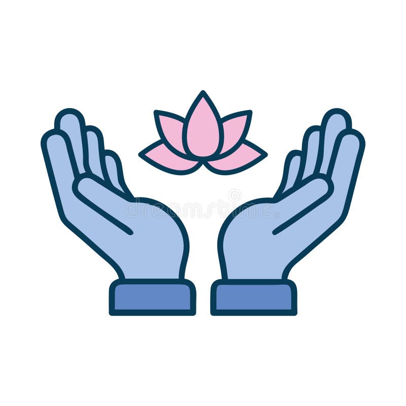 Mindfulness Meditation Open Hands Lotus Icon Stock Illustration ...