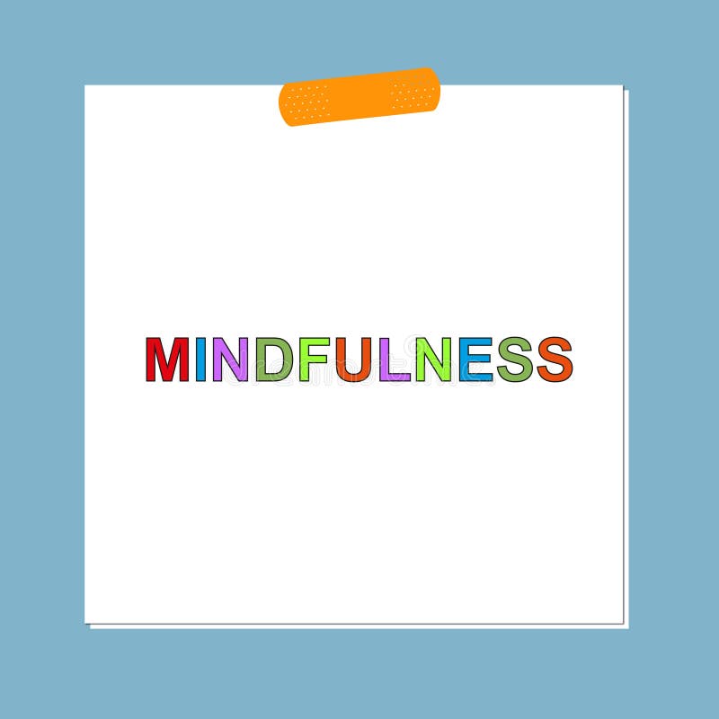Mindfulness Post it on Blue Stock Illustration - Illustration of ...