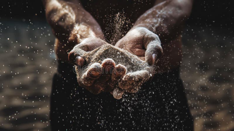 Close-up of Weathered Hands, Holding Sand, Reflecting a Life Lived ... Close-up of Weathered Hands, Holding Sand, Reflecting a Life Lived ...