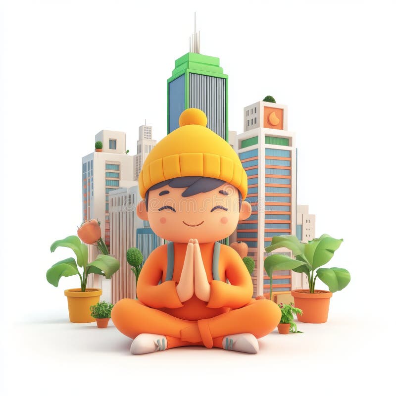 Mindfulness Session in an Urban Rooftop Garden, with Room for Text ...