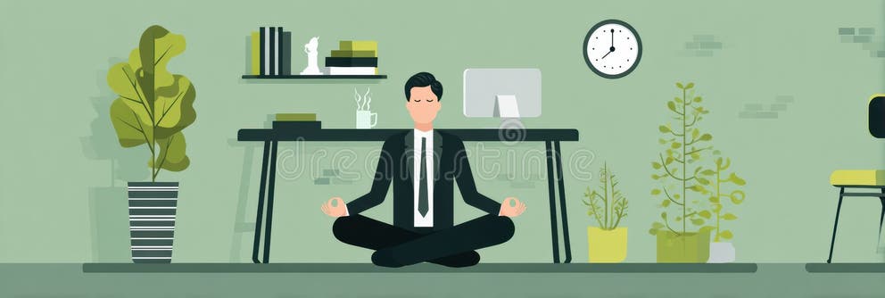 Mindfulness at Work Infographic with Tips and Environment Layout for a ...