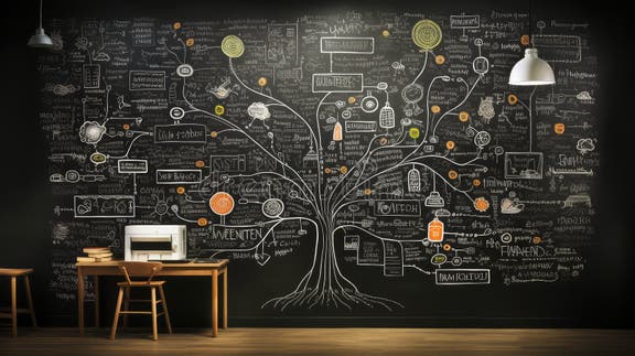 Mindmap chalkboard data stock illustration. Illustration of exploration ...