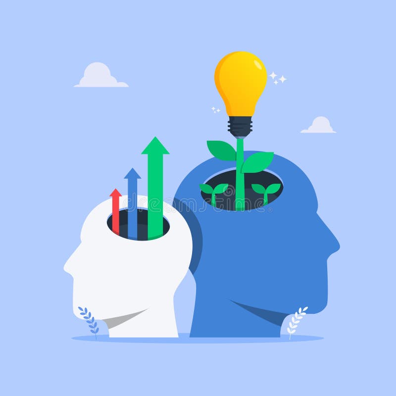 Mindset Grow Concept with Human Head Symbol Vector Illustration Stock ...