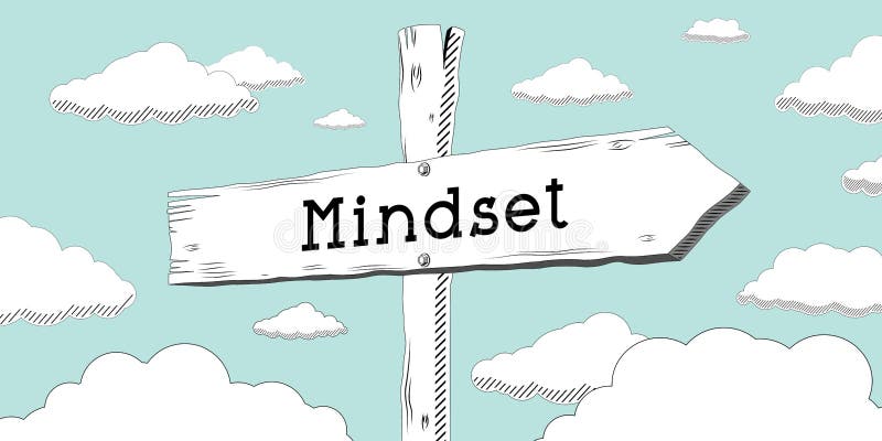 Mindset - Outline Signpost with One Arrow Stock Illustration ... Mindset - Outline Signpost with One Arrow Stock Illustration ...