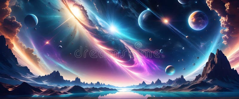 Mindset Visualized As an Expansive Cosmic Scene. Generative AI Stock ...