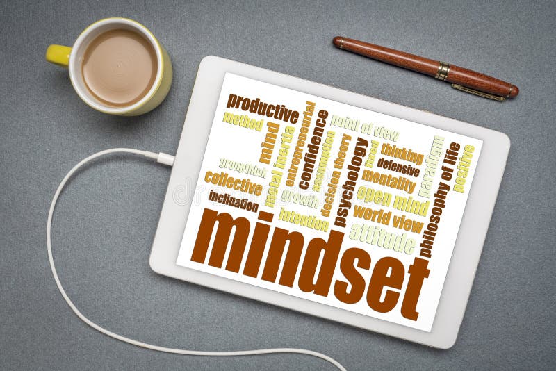 Mindset Word Cloud on a Digital Tablet Stock Image - Image of flat ...