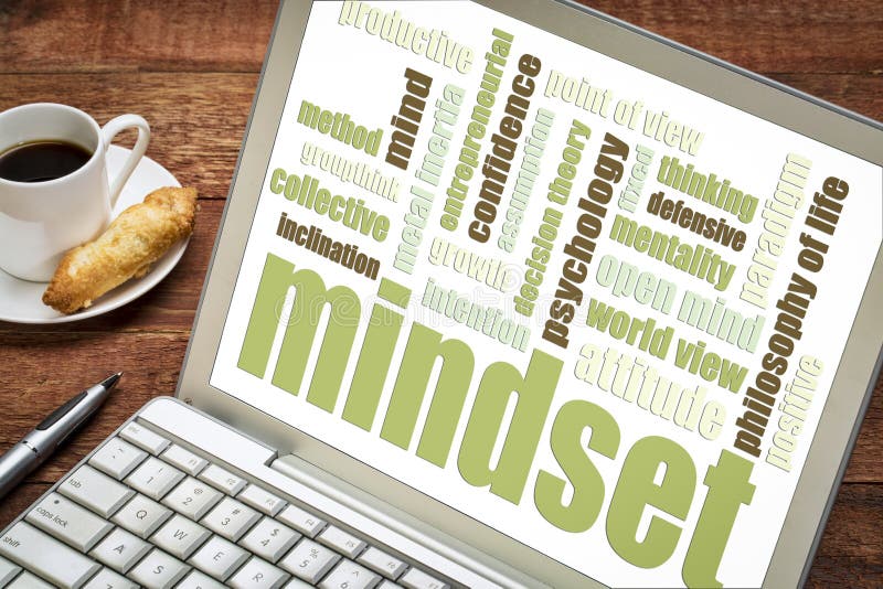 Mindset Word Cloud on a Laptop Stock Photo - Image of assumption ...