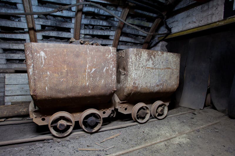 Old coal carts stock image. Image of passageway, industrial - 17750119