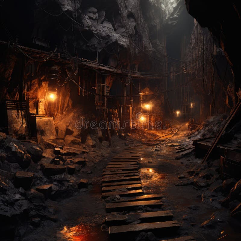 The Mine Activity, Mine Art Stock Illustration - Illustration of mining ...