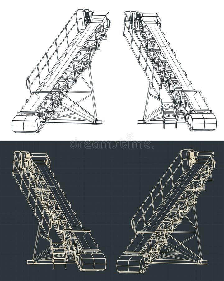 Mine Conveyor Isometric Blueprints Illustrations Stock Vector ...