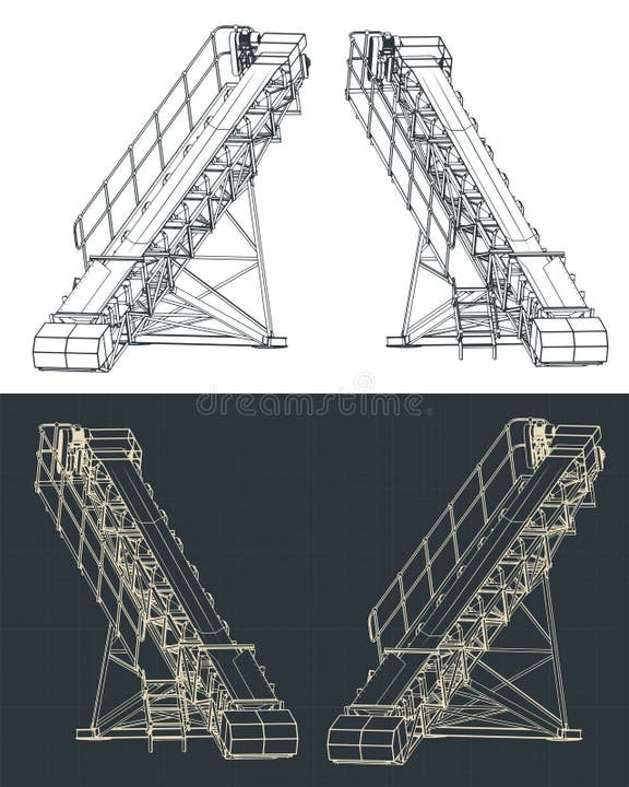 Mine Conveyor Isometric Blueprints Illustrations Stock Vector ...
