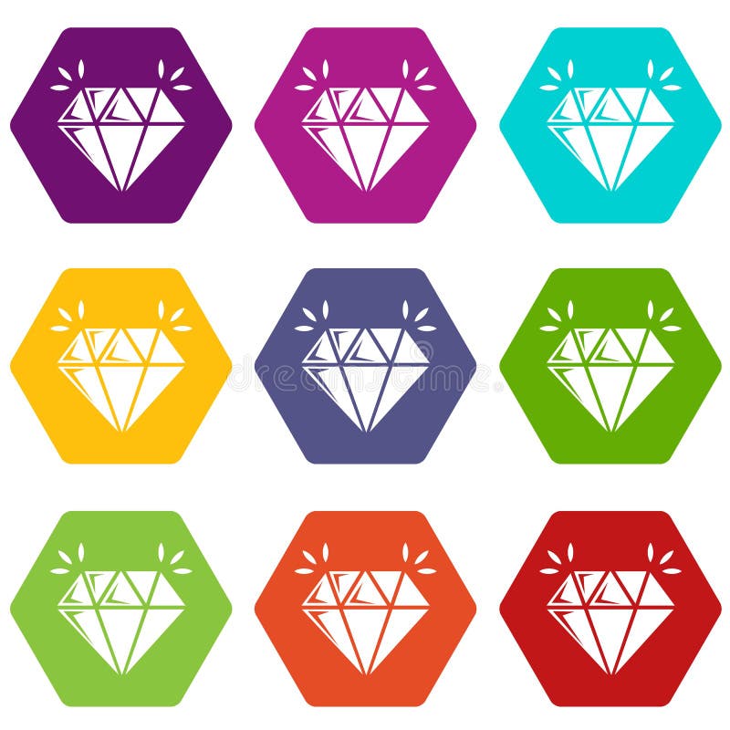 Mine Diamond Icons Set 9 Vector Stock Vector - Illustration of concept ...