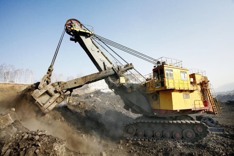 Mine excavator at work stock photo. Image of tractor - 62665212