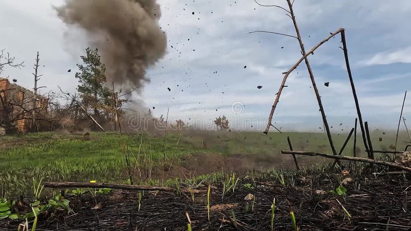 Mine Explosion in the Field. a Real War, Hostilities. Stock Footage ...