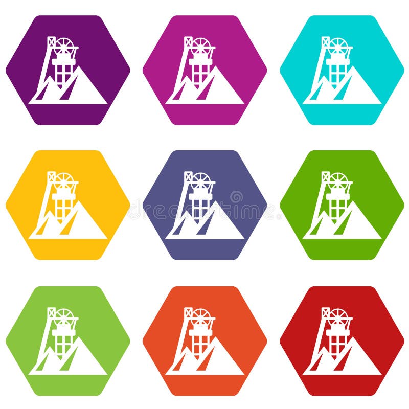 Mine icons set 9 vector stock vector. Illustration of mineral - 115305726