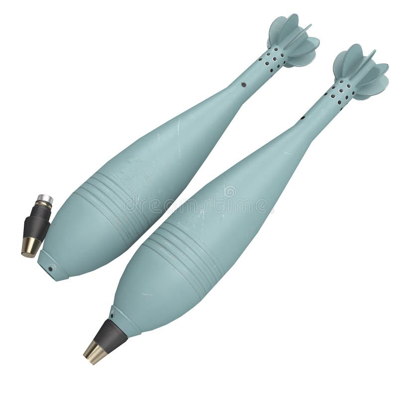 Mine for Mortar, Military Ammunition, on White Isolated Background. 3d ...