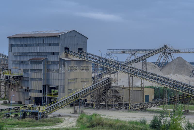 Mine and sand mining.BW stock photo. Image of work, high - 218742510