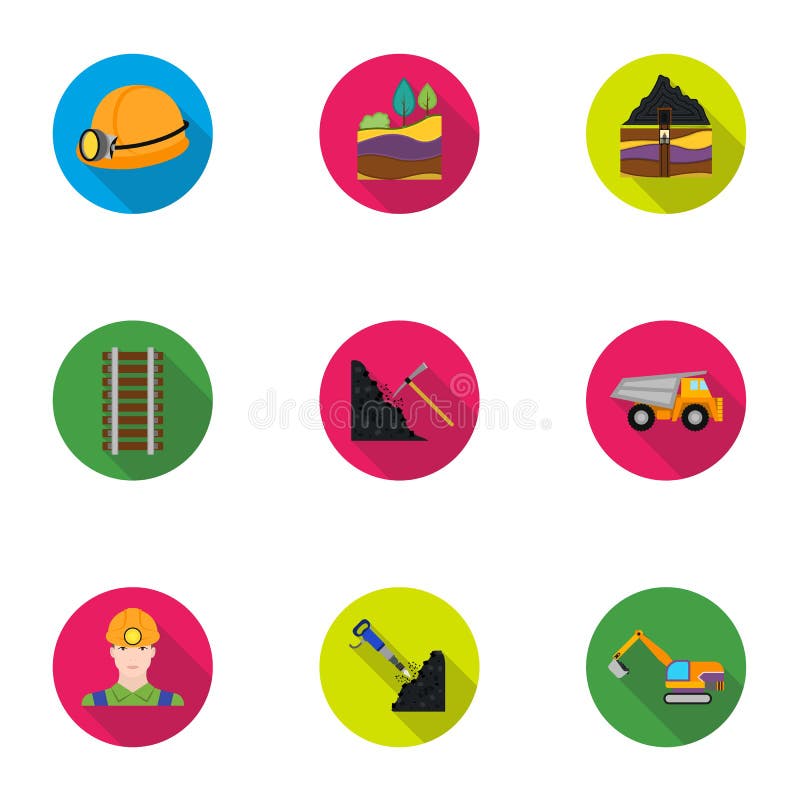 Mine Set Icons in Flat Style. Big Collection of Mine Symbol Stock ...