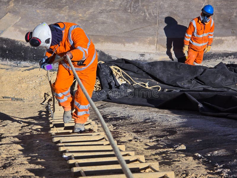 Mine Supervisor Descending the Ladder between Mine Platforms Stock ...
