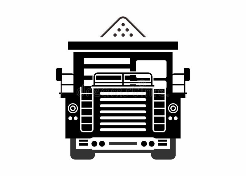 Mine Truck. Front View. Simple Illustration in Black and White Stock ...