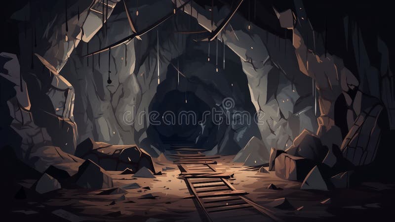 Inside Cave Landscape in Cartoon Style Stock Vector - Illustration of ...